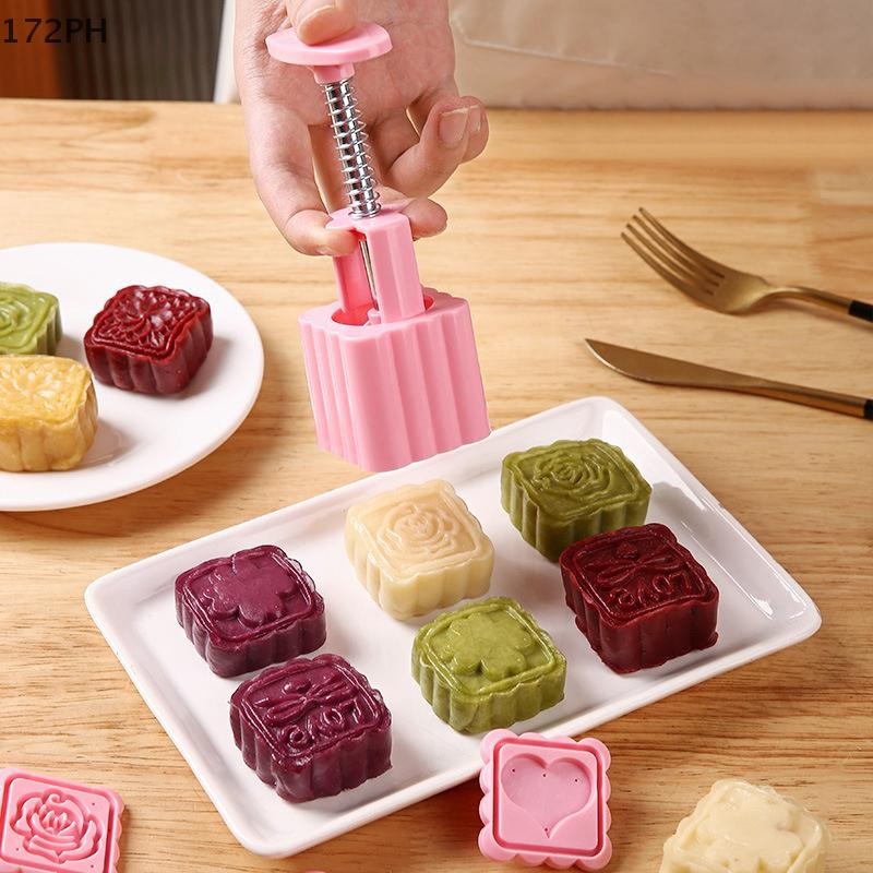 [HOT] 5Pcs/Set Chinese Style Mooncake Mold Hand Press Cake Mold Stamps ...