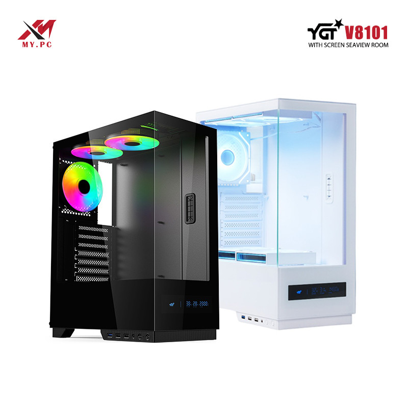 YGT V8101 Gaming PC Case With Screen Seaview Room Tempered Glass ATX/M ...