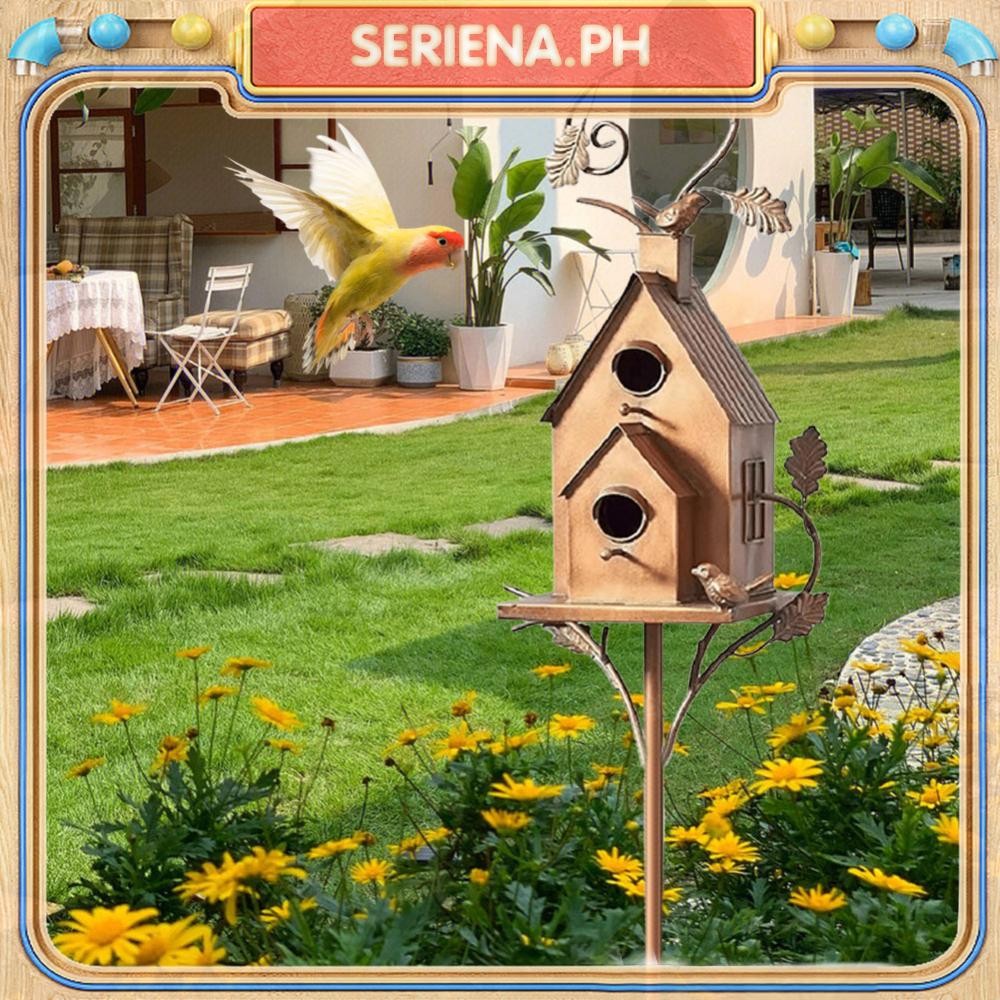 [Seriena.ph] Metal Bird House with Pole Garden Outdoor Metal Birdhouse ...