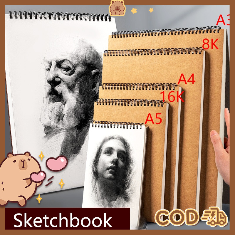 A3/A4/A5/8K/16K/32K Thick Sketchbook160GSM Professional Spiral Drawing ...