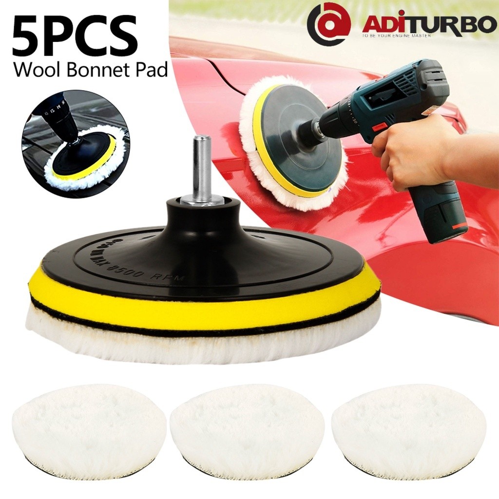 5Pcs 3/4/5/6/ Inch Car Buffing Pads Polishing Wool Wheel Kit Polisher ...