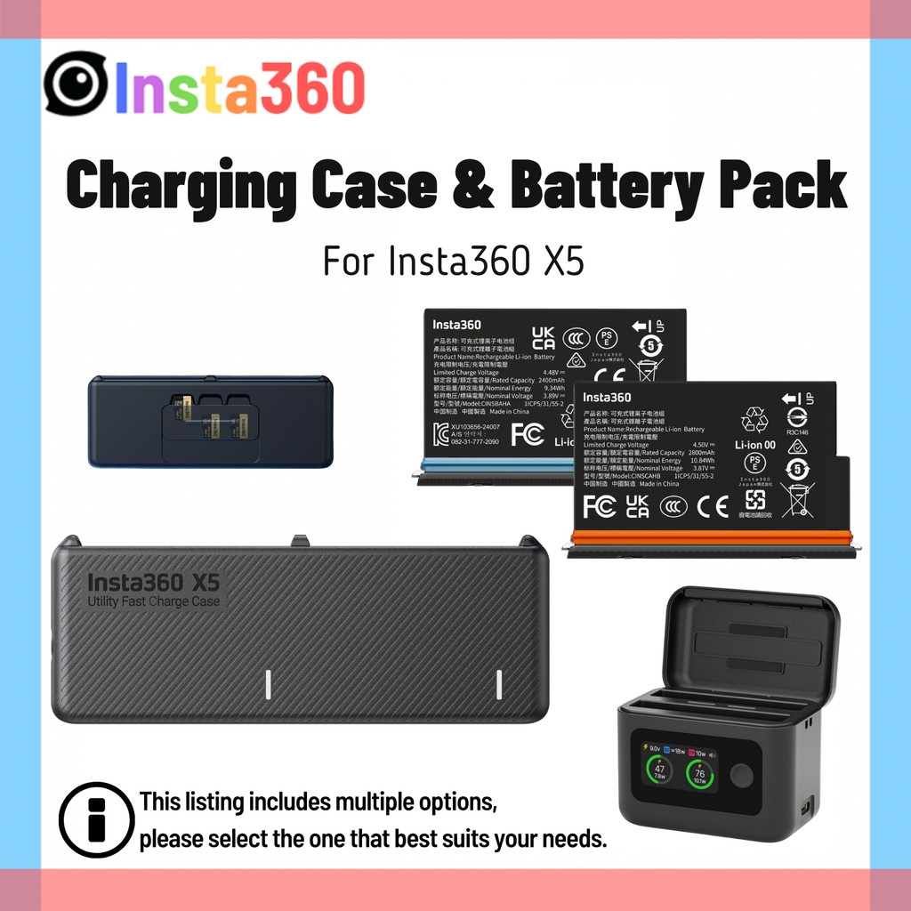 Insta360 X5 Battery Charger 2800mAh Ultra 2400mAh Fast Charging Case ...