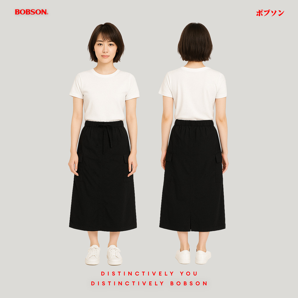 Bobson Japanese Ladies Basic Non-Denim Long Skirt 192373 (Black) | Shopee Philippines