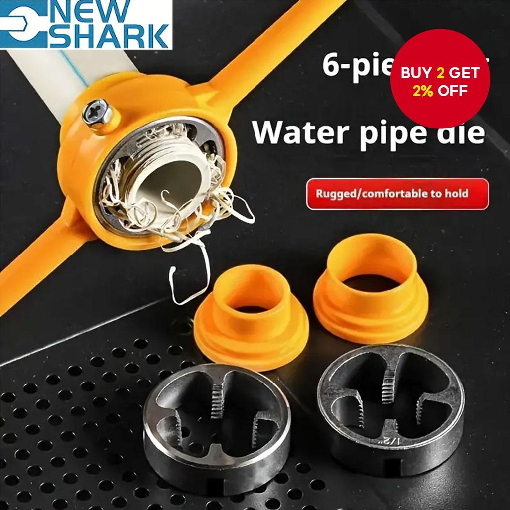 PVC Pipe Die Thread Maker Kit, 6 PCS Reusable Hand Tool for 1/2, 3/4 ...