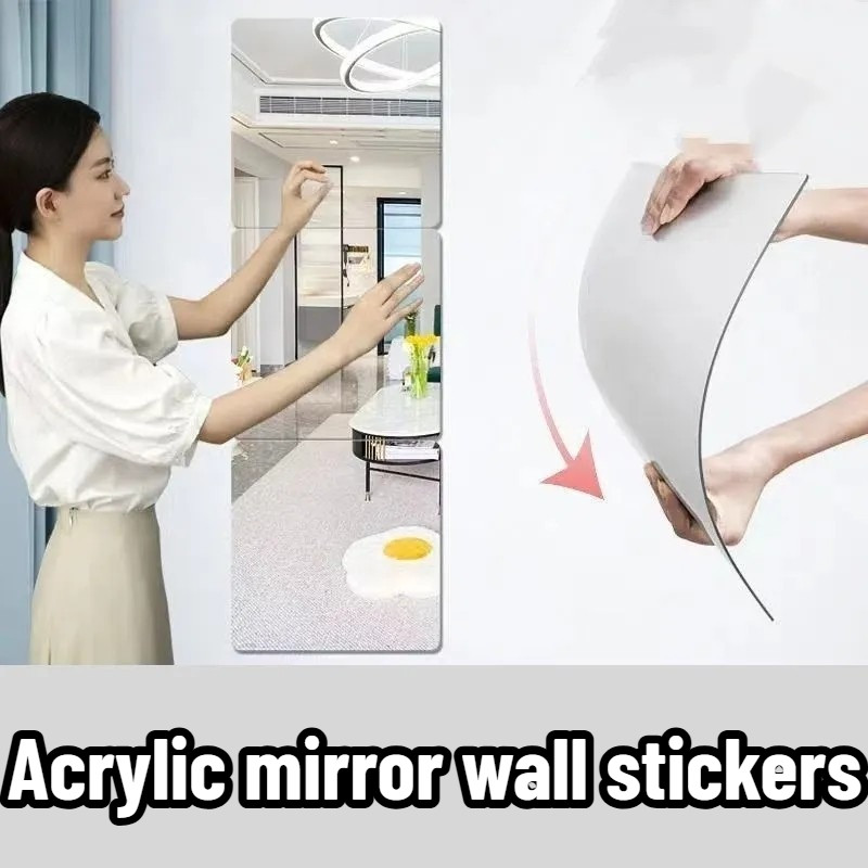 DIY HD Mirror Sticker Wall Acrylic Whole Length Body Self Adhesive ...