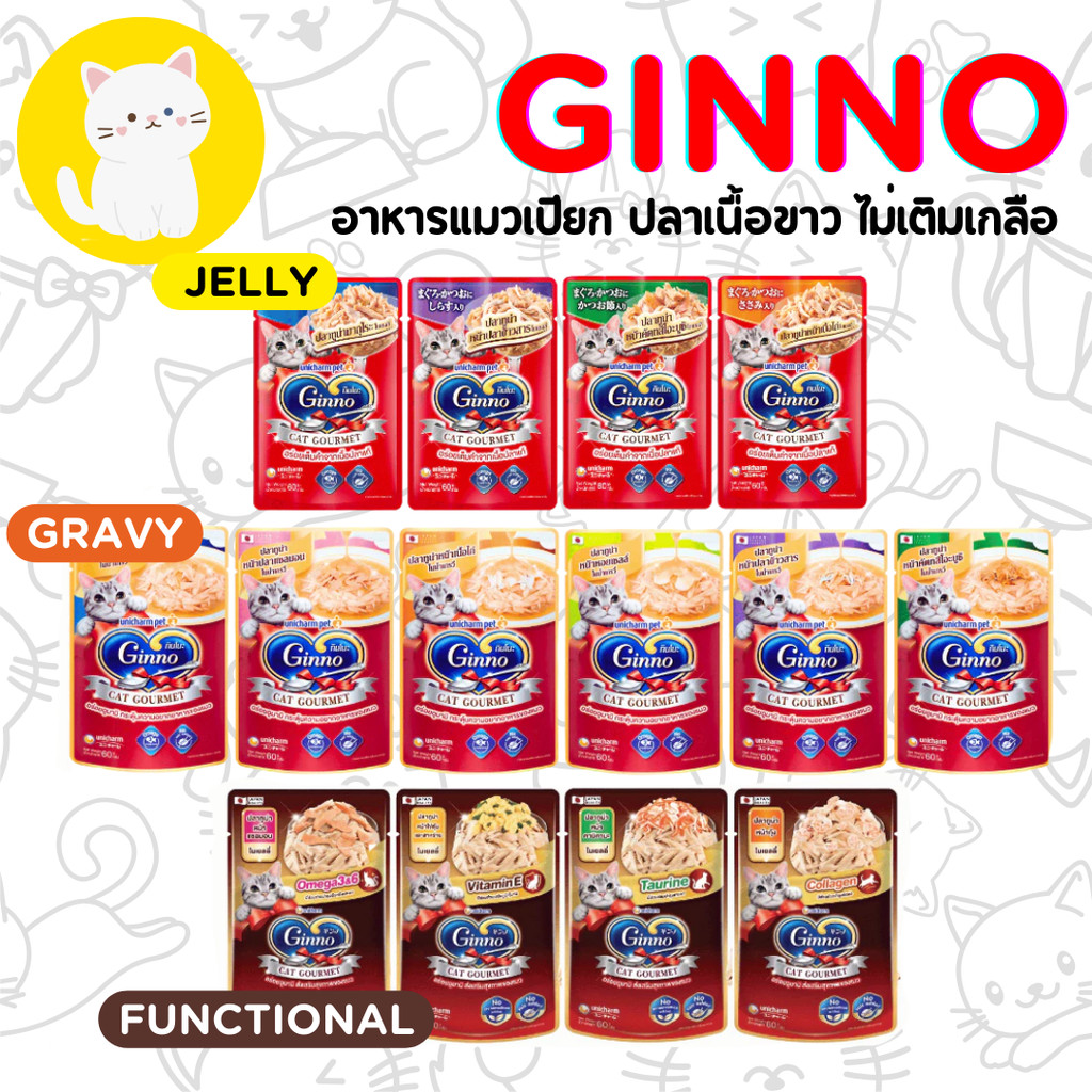 [14 Formulas] Ginno Premium Grade Wet Cat Food 60g Retail/Pack | Shopee ...