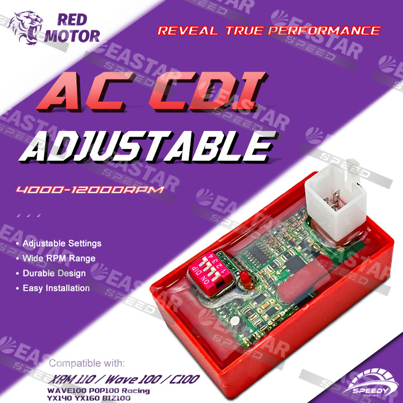 5 Pins Adjustable AC CDI Unit Racing for XRM 110 / Wave 100 / C100 High ...