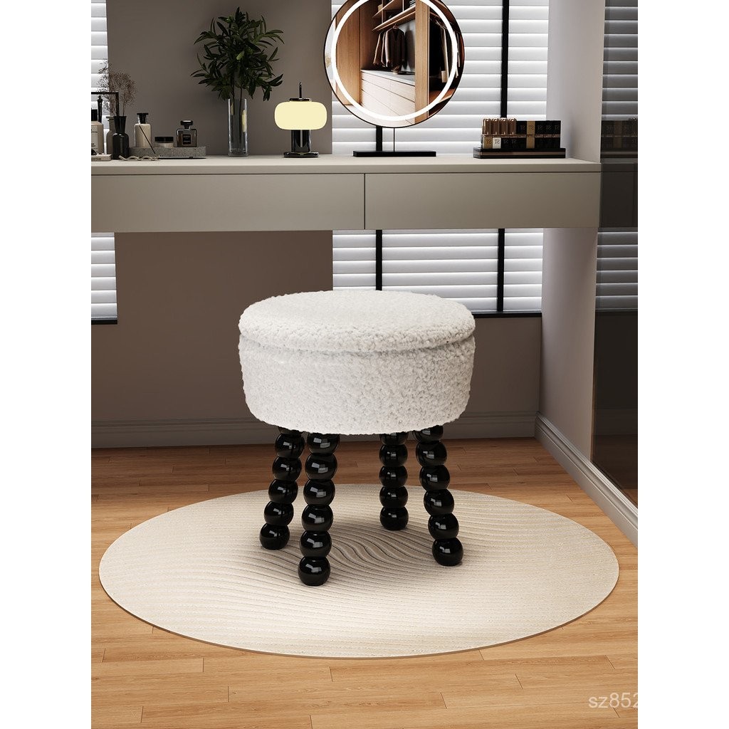 High-end Bedroom Solid Wood Round Stool Dream Home Makeup Stool Three ...