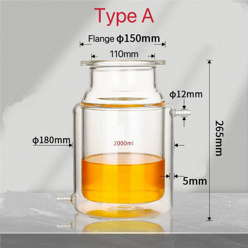 Capacity 2000mL,150mm Flange,Double-layer Cylindrical Flat Bottom Open ...