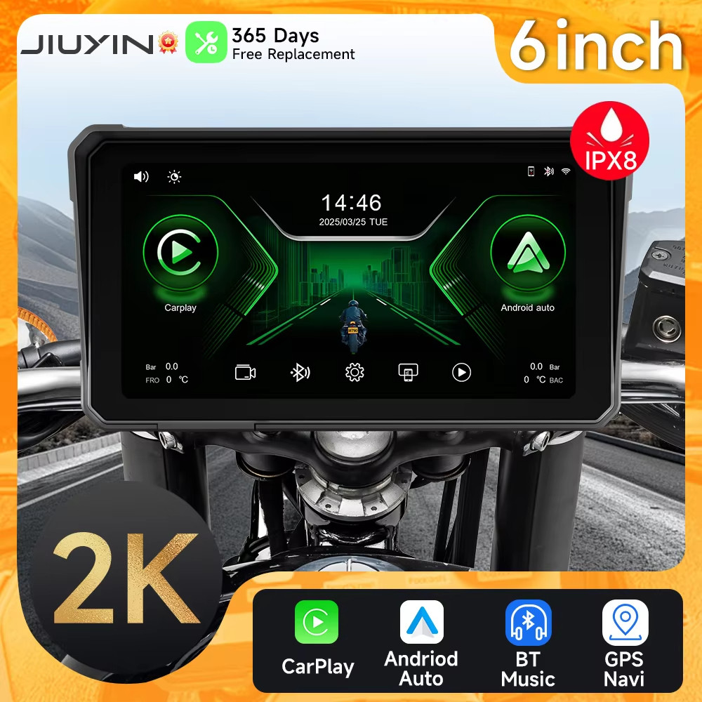 6 inch IPX8 Waterproof Motorcycle GPS Navigation Wireless Carplay ...