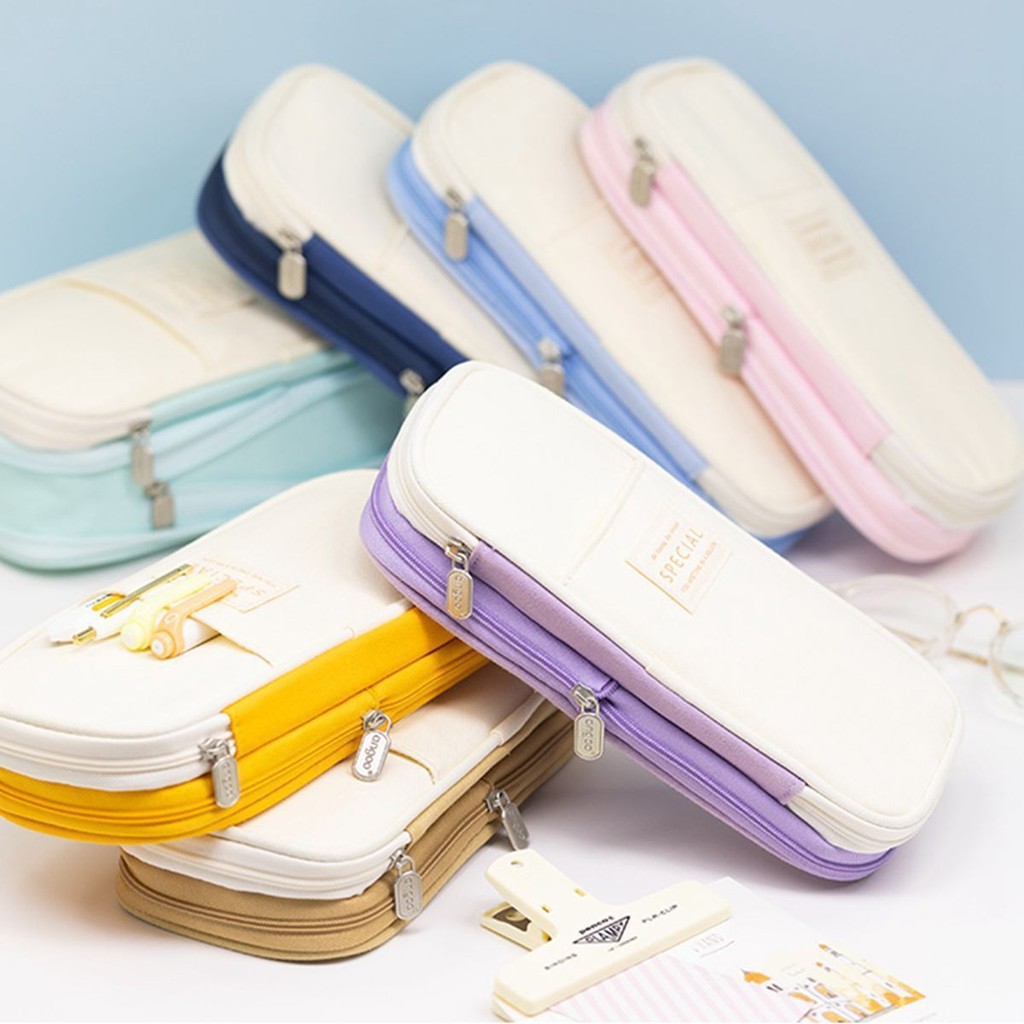 Macaron Color Matching Large-Capacity Pencil Case Solid Color Student ...