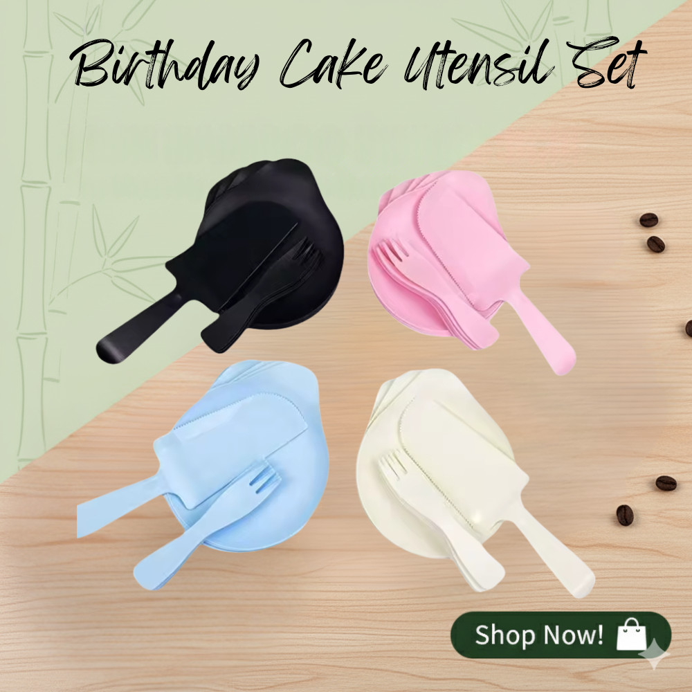 Plastic Birthday Cake Utensil Set Single Pack with 1 Cake Knife, 5 ...