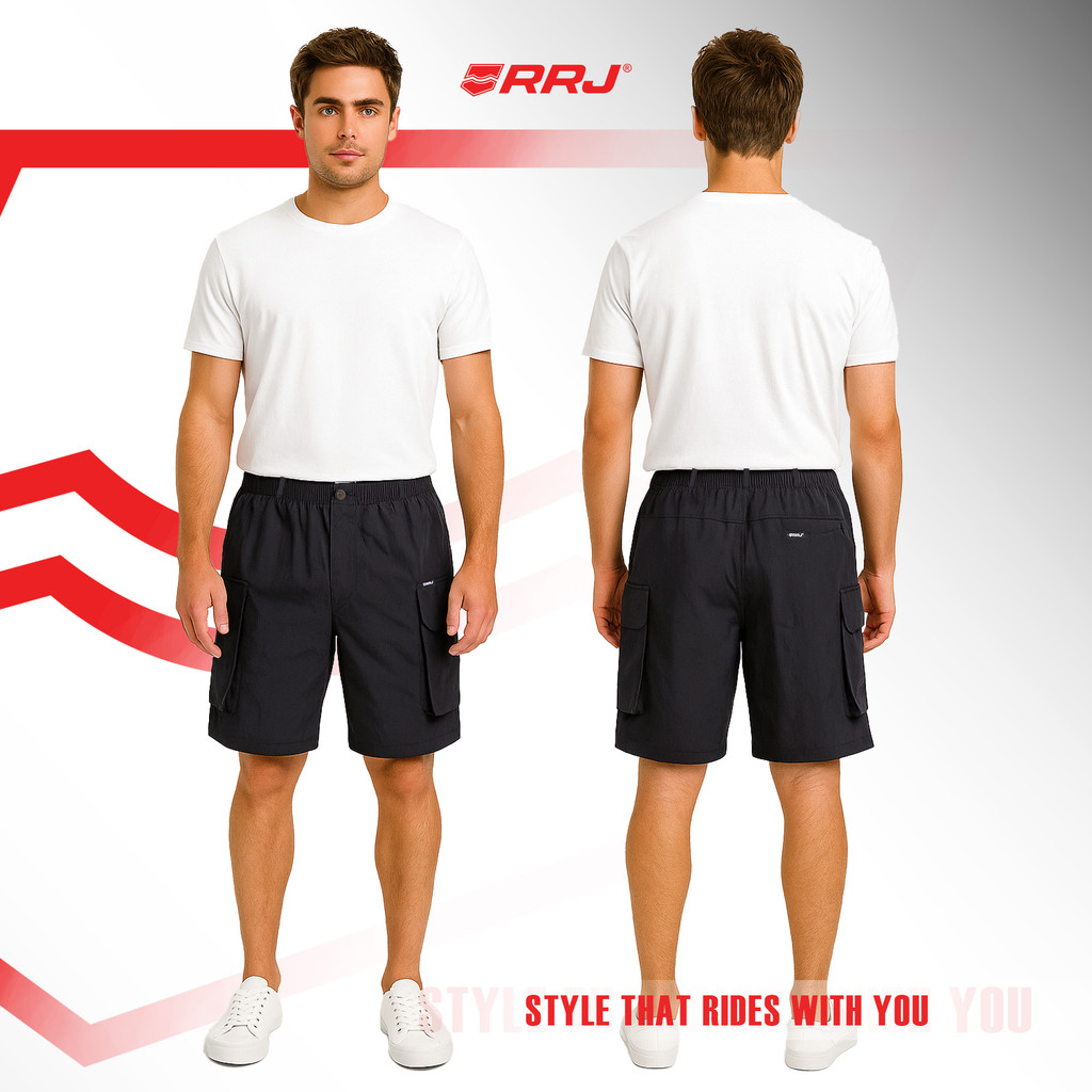 RRJ Men's Basic Non-Denim Cargo Short Mid-Rise Fitting 174341-U (Black ...