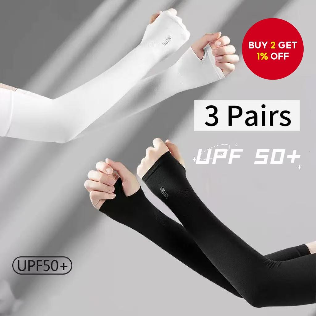 3-Pair Unisex Uv Arm Sun Protection Sleeves: Essential Sunscreen Cuffs ...