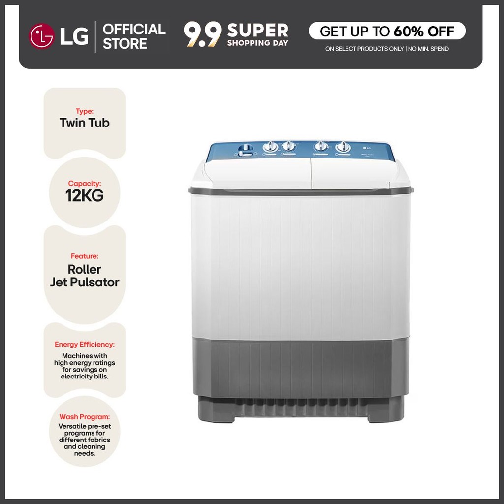 LG Twin Tub Washing Machine - 12 KG Twin Tub Washing Machine with ...
