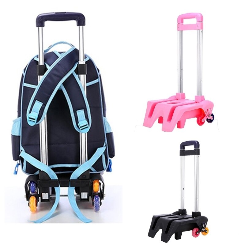 Foldable Students bag Trolley rod Cart 2/6 Wheels Trolley For Backpack ...