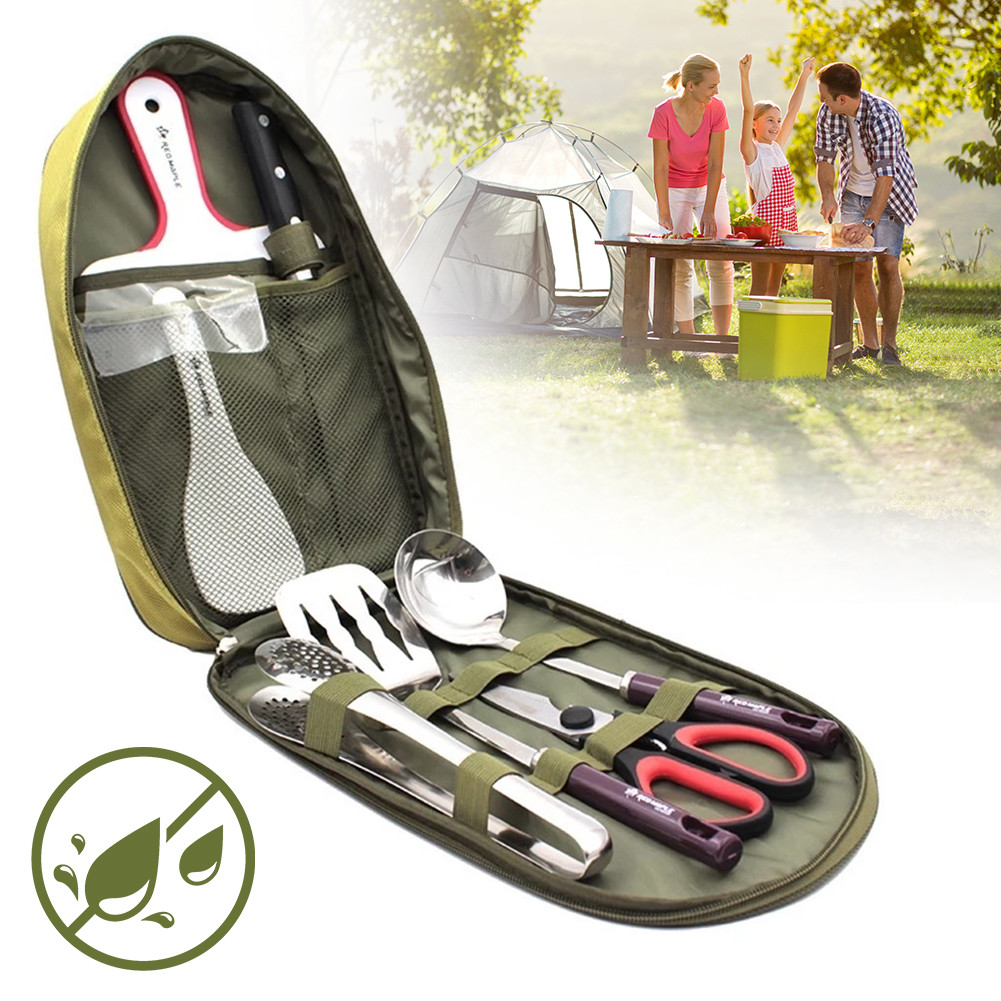 8 Pcs Camping Cooking Utensils Set Stainless Steel Camping Cooking Set ...