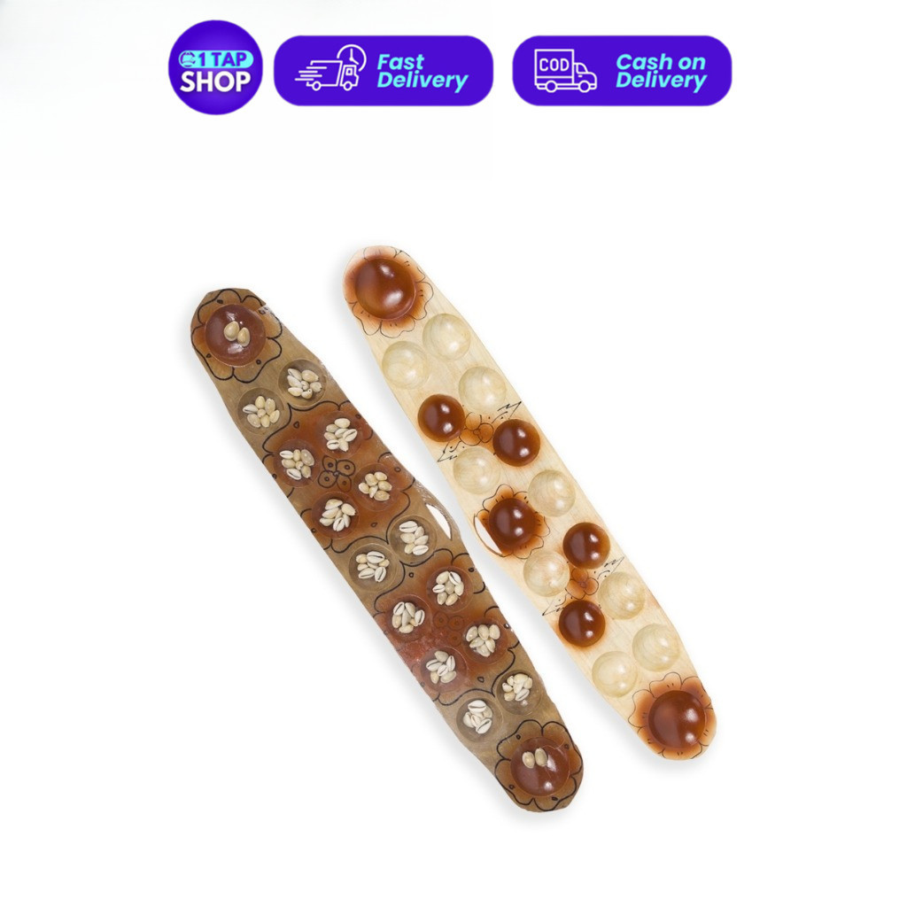 1Tap Sungka Game Set – Wooden Board with Free Sea Shells for Strategy ...
