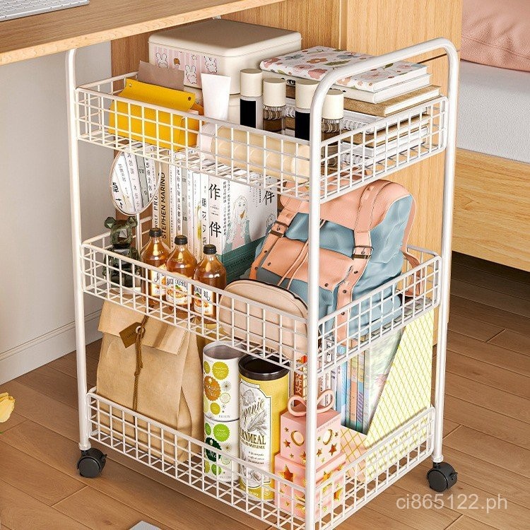 Movable Desk Under Desk Storage Rack with Wheels Small Bookshelf Desk ...