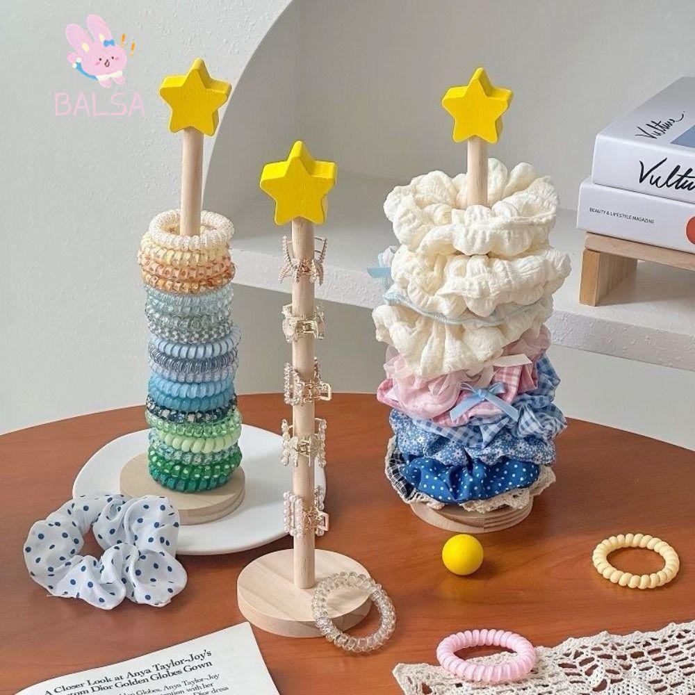 BALSA Hair Loop Holder, Star Dopamine Head Rope Storage Rack, Wooden ...