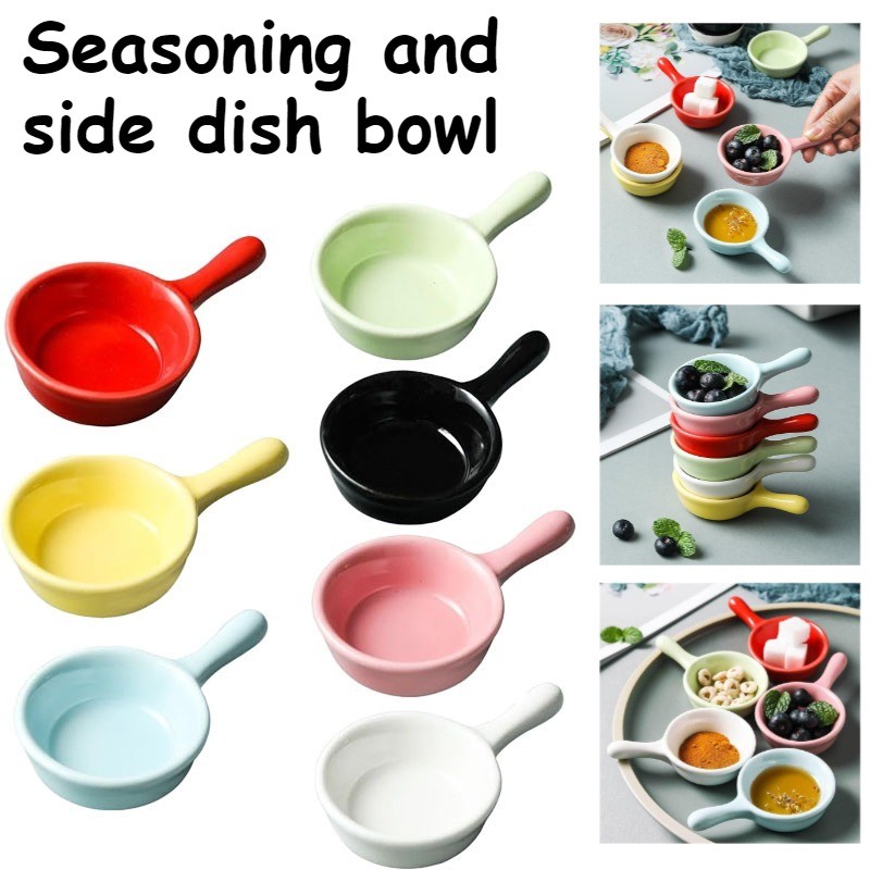Creative Ceramic Mini Seasoning Dish with Single Handle Appetizer Party ...