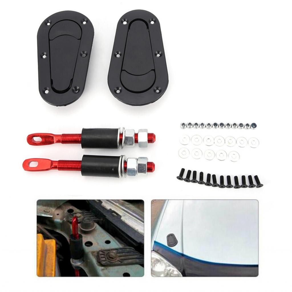 lemendhk Locking Hood Pins Universal Racing Car Bonnet Plus Flush Latch ...
