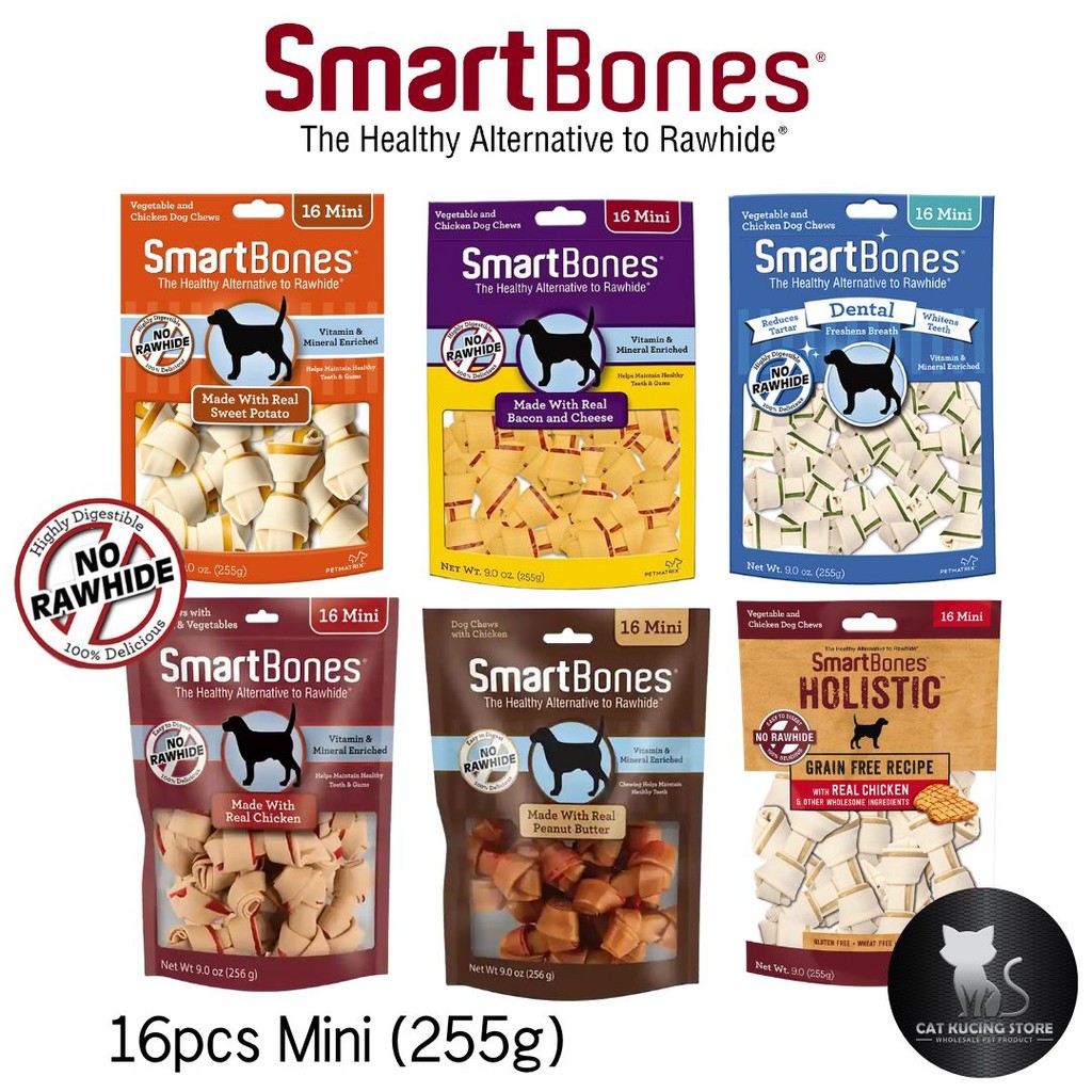 SmartBones Mini 16pcs Dog Chew Bones (255g) Classic Dental Treats ...