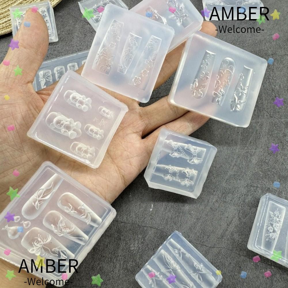 AMBER Nailart Mold, Transparent with Box Nail Art Template, Carving ...