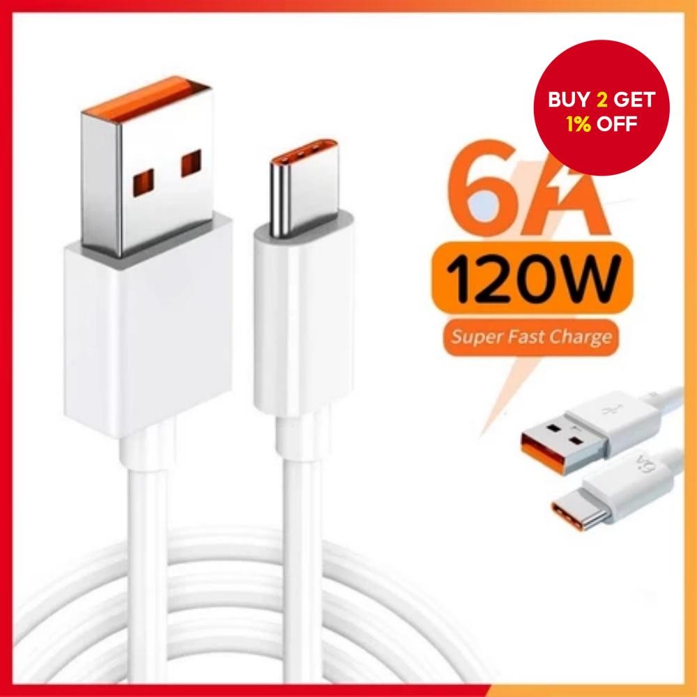 USB Type-C 120W 6A Super Fast Charging Cable for All Xiaomi Phones ...