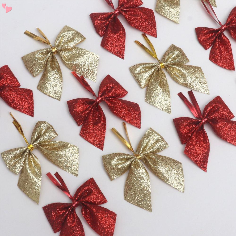 20 Pieces 2 Inch Christmas Ribbon Bows Glitter Twist Tie Pretied Mini ...
