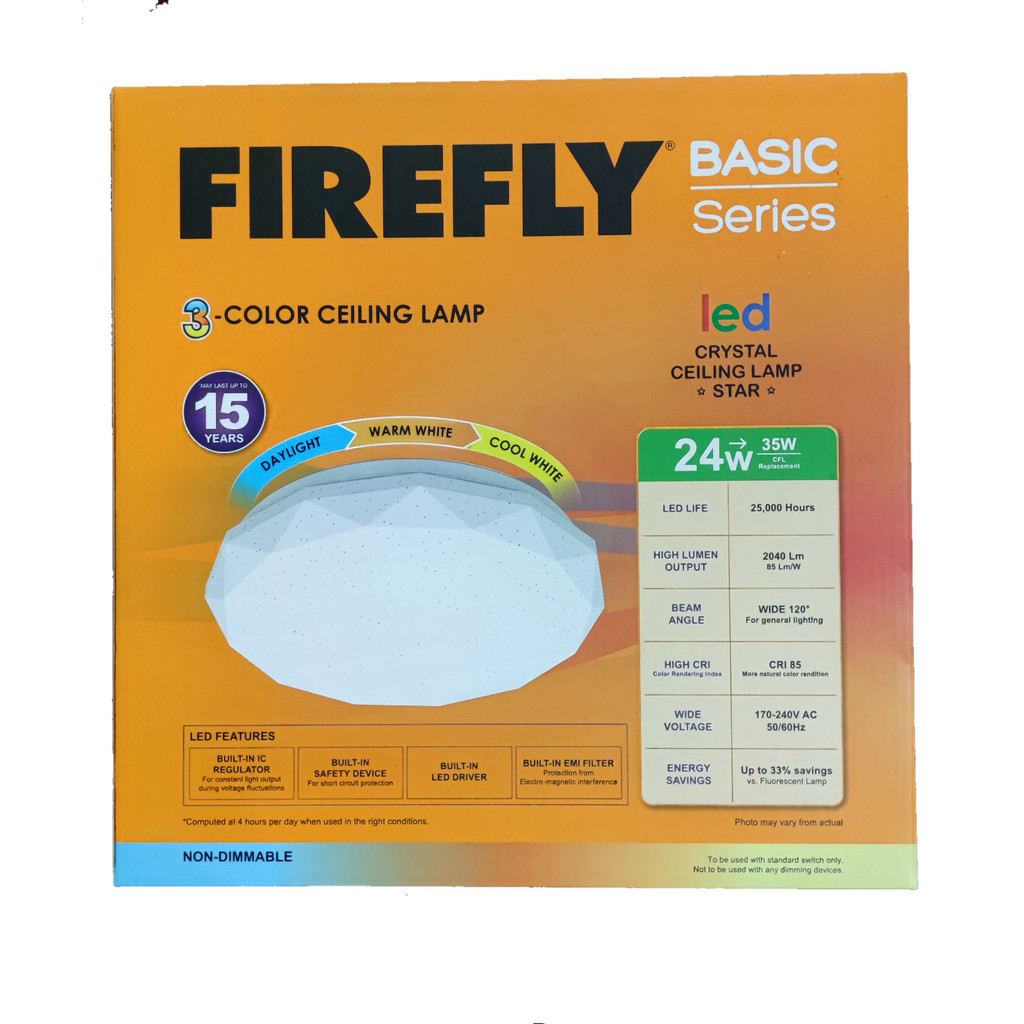 Firefly 24W LED Ceiling Light 220V Tri Color- ECL924TC | Shopee Philippines