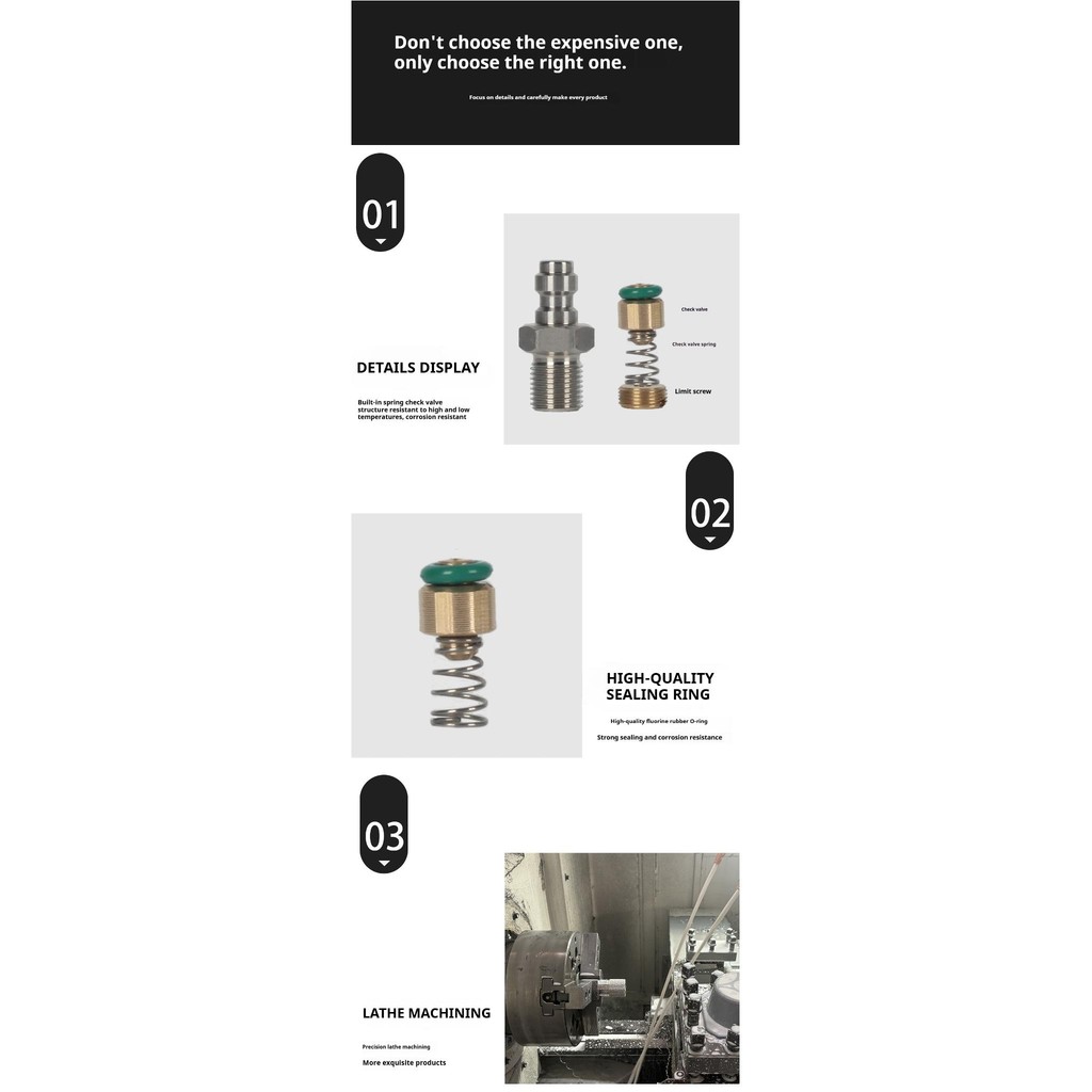 Stainless Steel Spring Check Valve - 8MM Quick Connect Male, M10x1/NPT ...