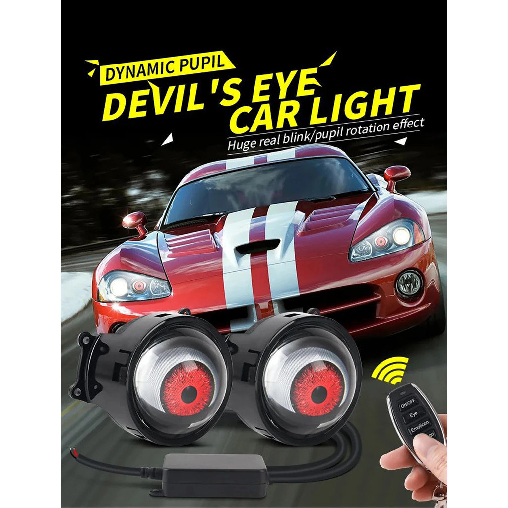 3 Inch 12V LED Devil Eye Car Dynamic Lights with Remote Control Eyes ...
