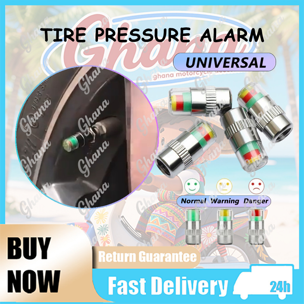 4Pcs Car Tire Valve Caps Pressure Gauge Monitor 3 Color Eye Alert Tire ...
