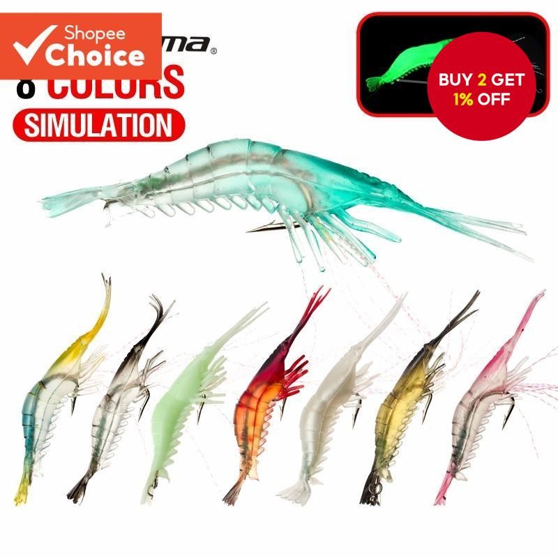1Pcs 8.5cm 6g Shrimp Lure Luminous Artificial Lures 8 Colors Shrimp Bait Sharp Hook Soft Plastic ...