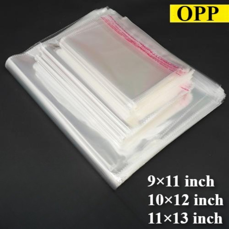 100Pcs/Set OPP Clear Self-Adhesive Clothing Package Bags Large ...