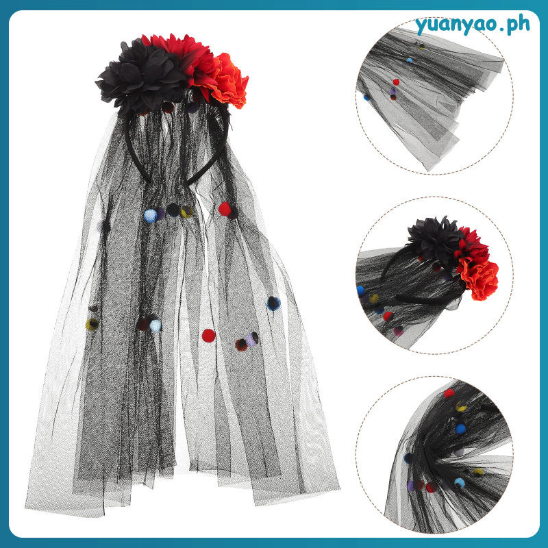 Dark Bride Headband Veils Day of The Dead Halloween Ghost Bridal ...