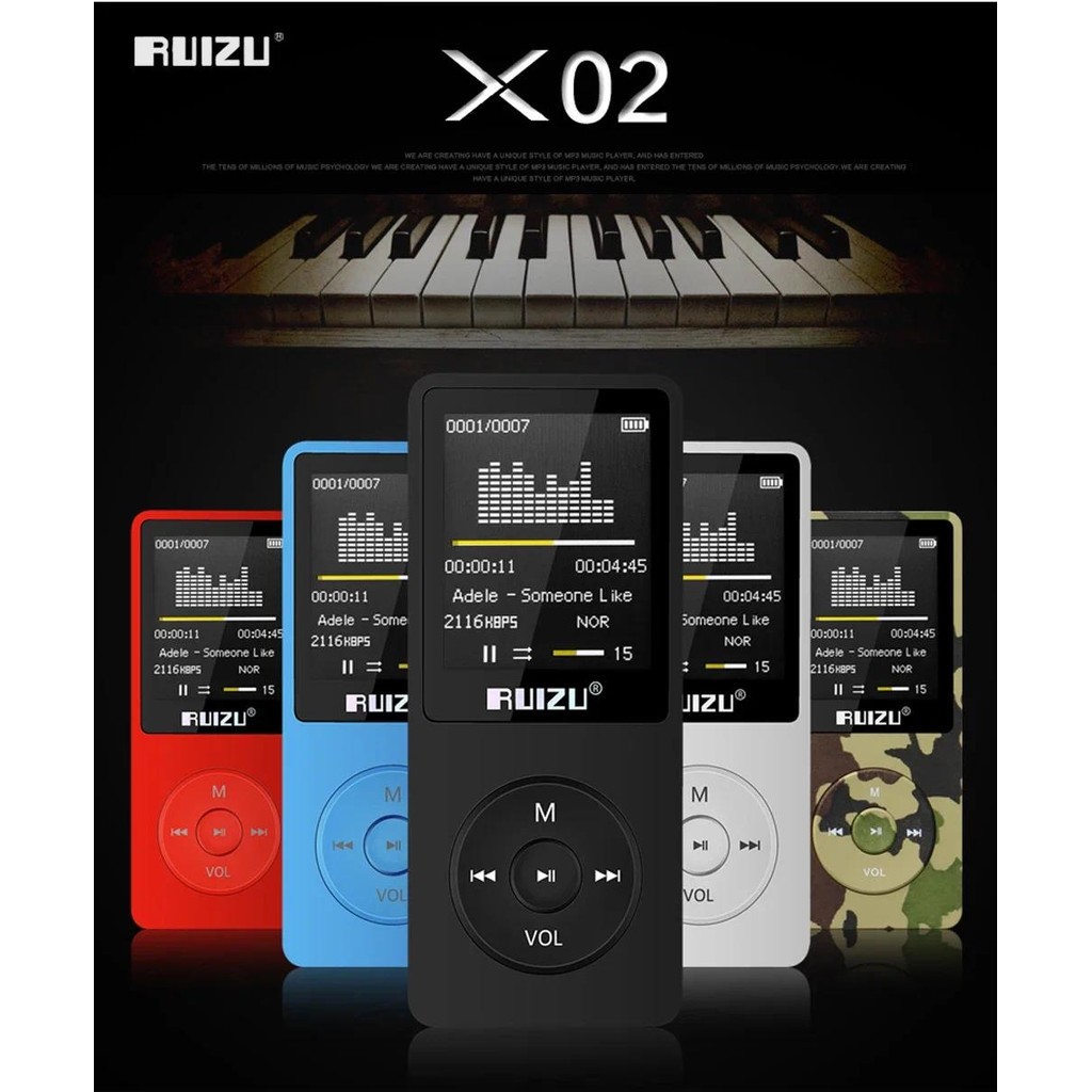 Original RUIZU X02 MP3 Player With 1.8 Inch Screen Can Play 100 hours ...