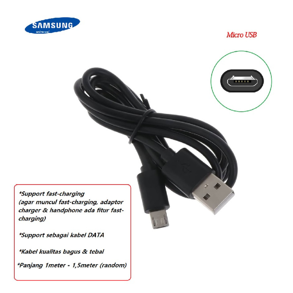 (black) Usb micro charger cable samsung J4 (SM-J400G / SM-J400F / SM ...