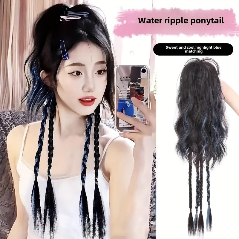 Synthetic Wigs Boxing Braids Ponytail Wig Grab Clips Wig Highlighted ...