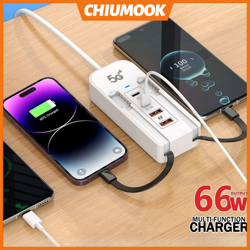 Dual PD Fast Charging 4 Port USB Charger With Type-C Socket Multi Port ...