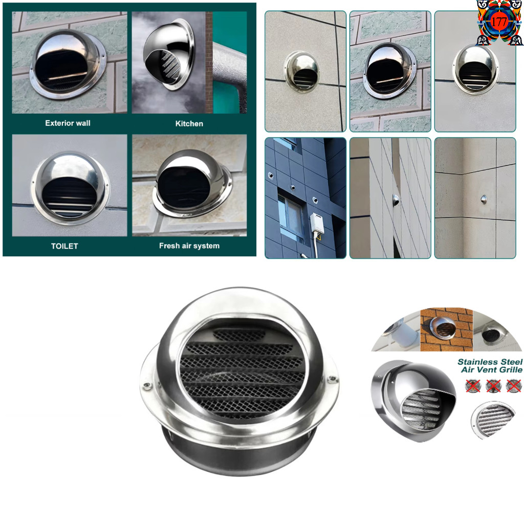 Stainless Steel Wall Air Vent Cap Round Exhaust Cover Exhaust cap Duct ...