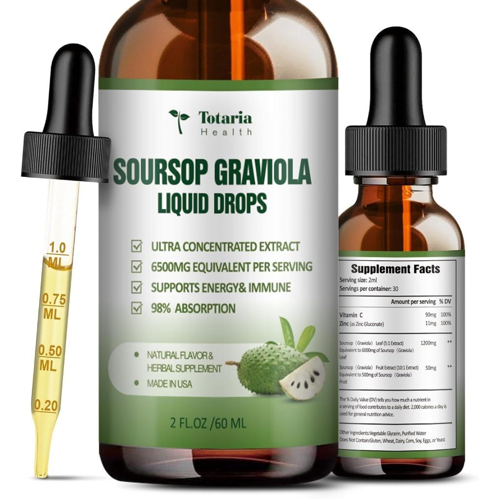 Totaria Soursop Graviola Liquid Drops For Energy Support (6000mg ...