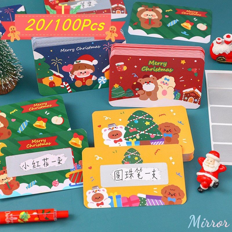 20/100pcs Christmas Scratch Off Cards Santa Claus Christmas Tree Party ...