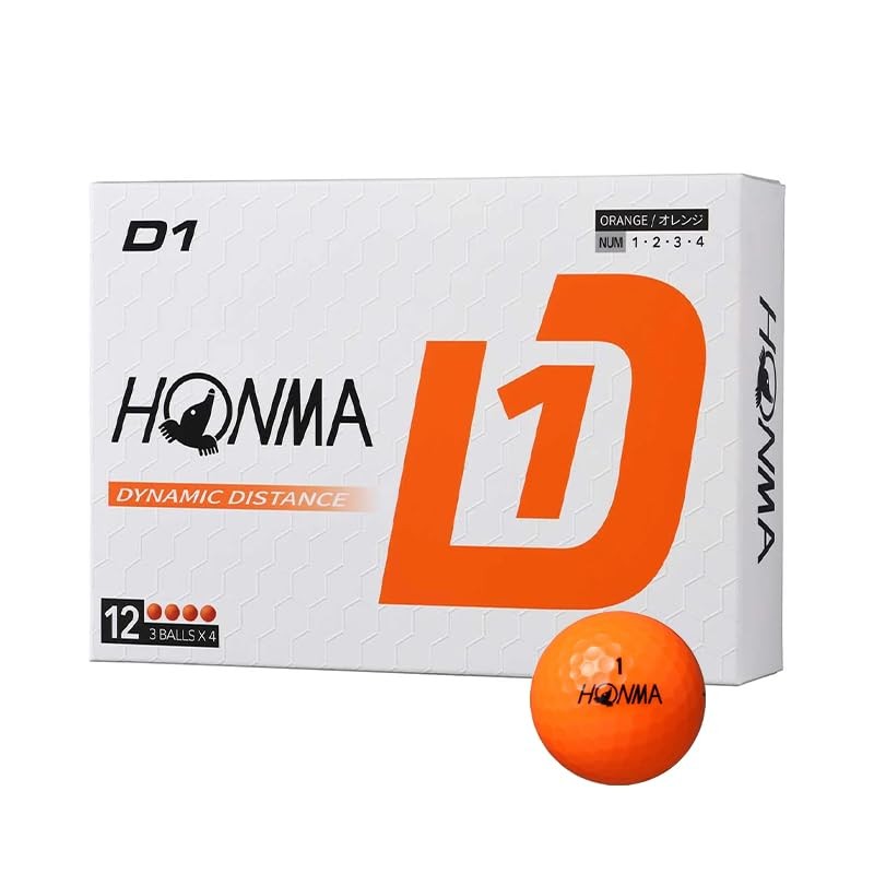 HONMA Golf D1 Golf Balls, 2024 Model, BT2401, Orange, 1 Dozen (12 Balls ...