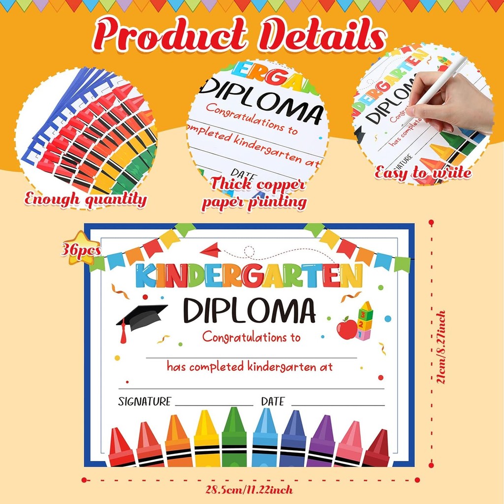 Karenhi 72 Pcs Paper Supplies - Kindergarten Diploma Certificates ...