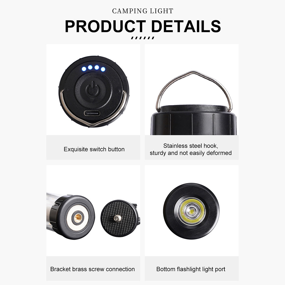 3000mAh Portable Flashlight IPX4 Waterproof 200LM Outdoor Tent Lamp ...