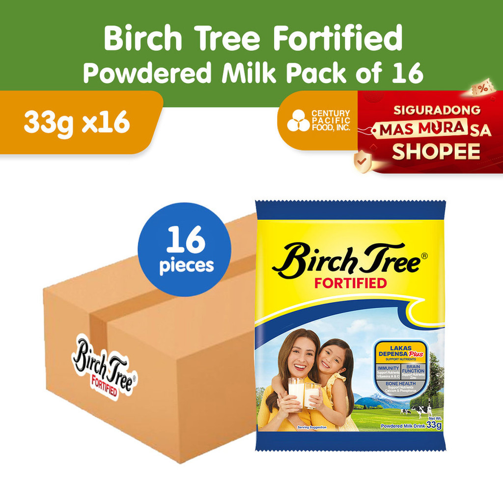 Birch Tree Fortified Powdered Milk 33g x 16 - Supports Immunity, Brain ...