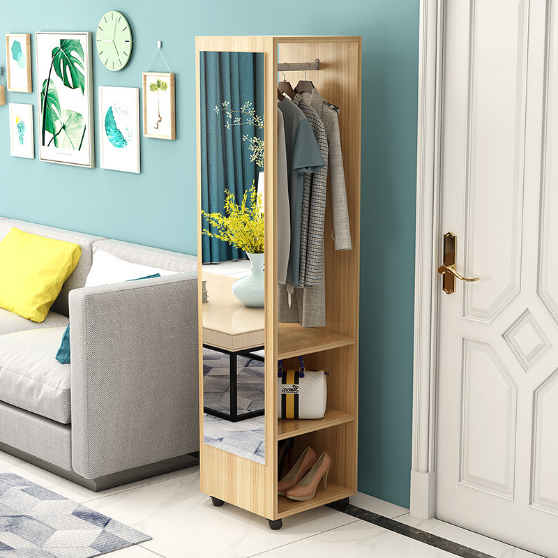 Bedroom Dressing Mirror Simple Coat Rack with Mirror Mobile Fitting ...