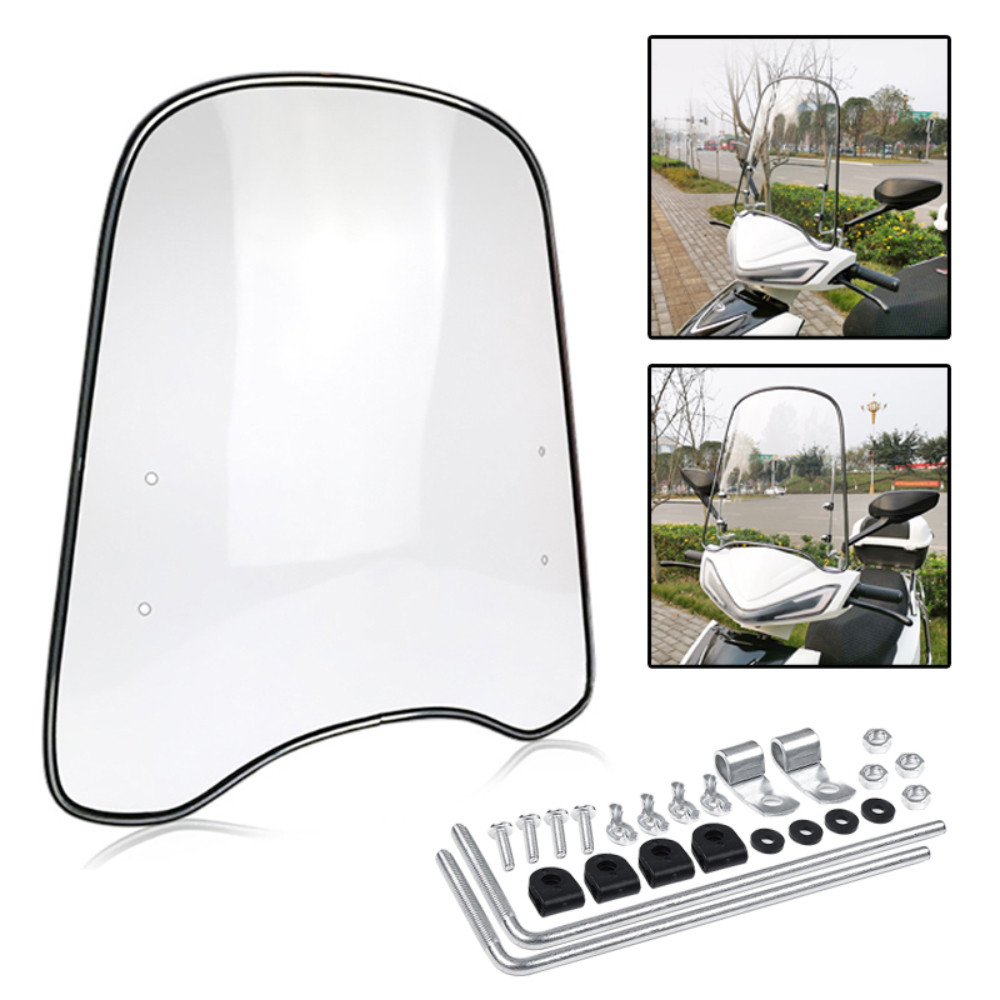 Universal Motorcycle Clear PC Windshield Adjustable For Moto ATV ...